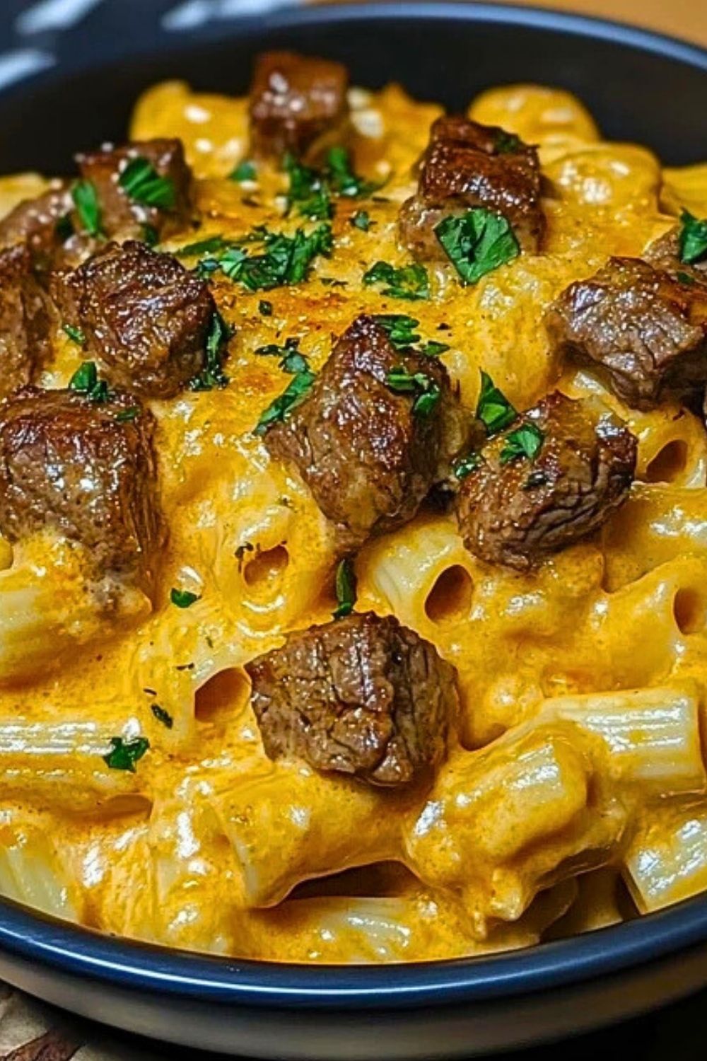 Creamy Honey Buffalo Steak Pasta Bake