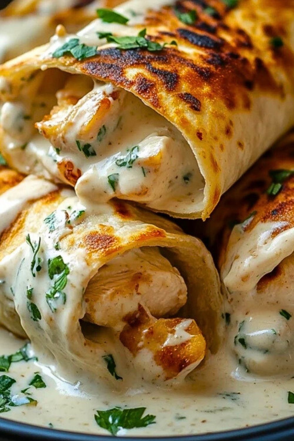 Savory Chicken Wraps with Garlic Cream Sauce