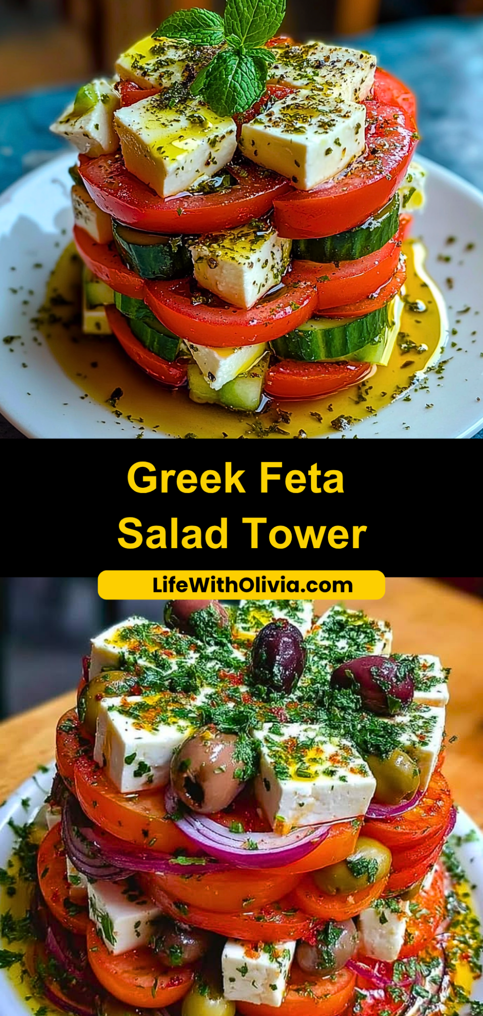 Greek Feta Salad Tower