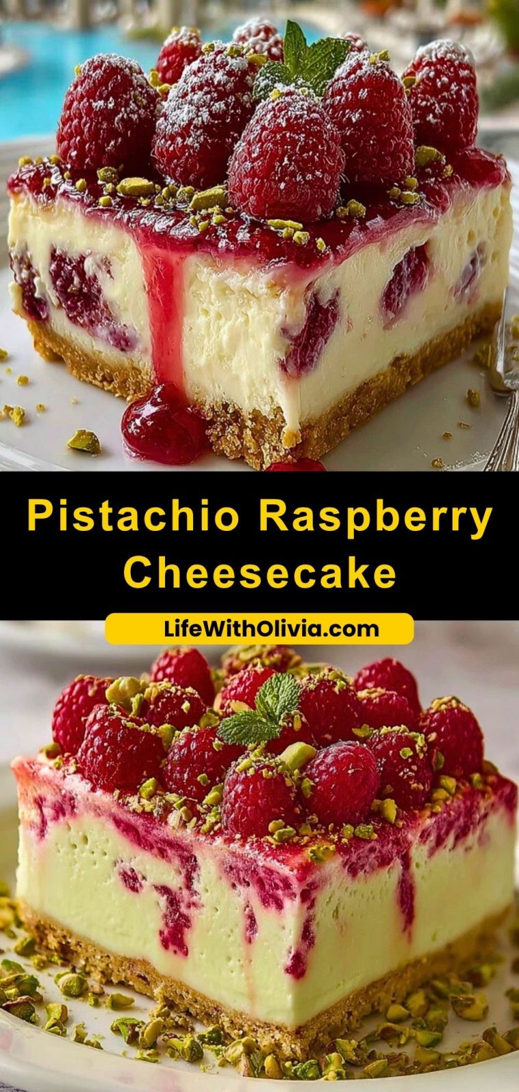 Pistachio Raspberry Cheesecake