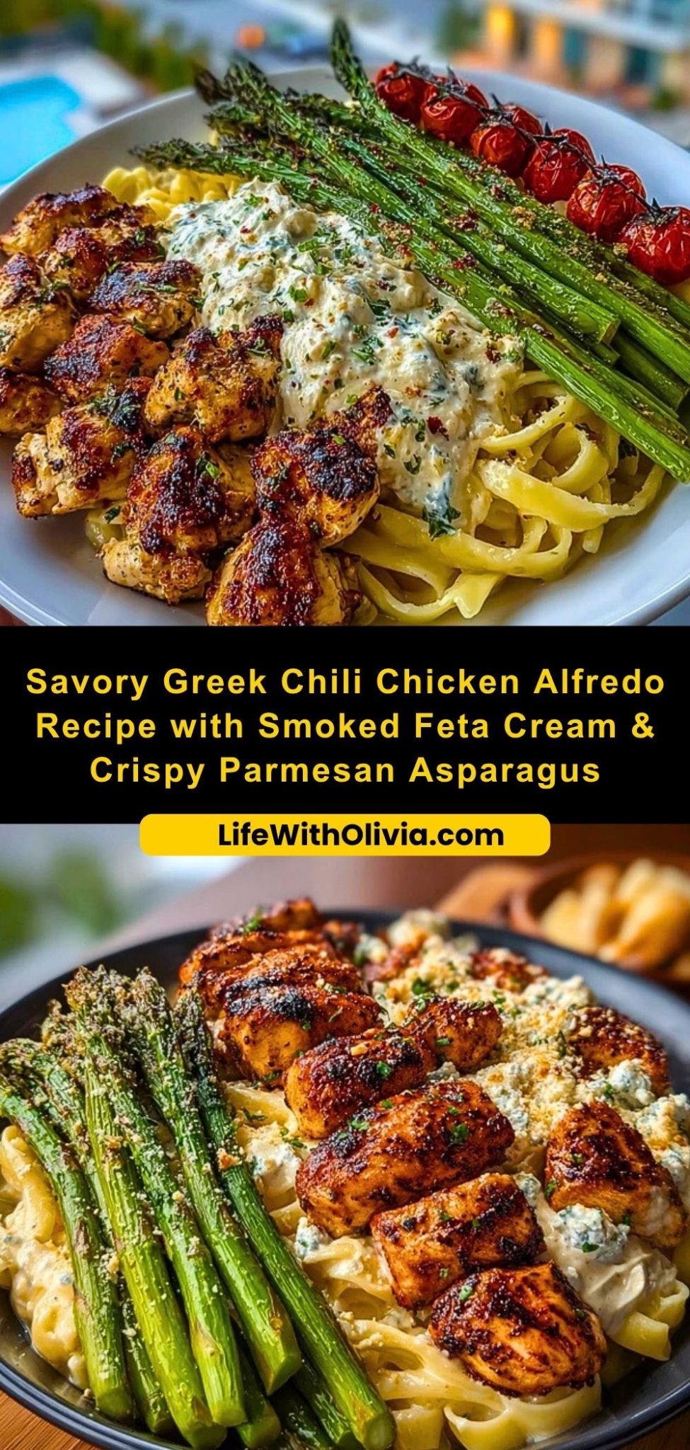 Savory Greek Chili Chicken Alfredo Recipe with Smoked Feta Cream ...