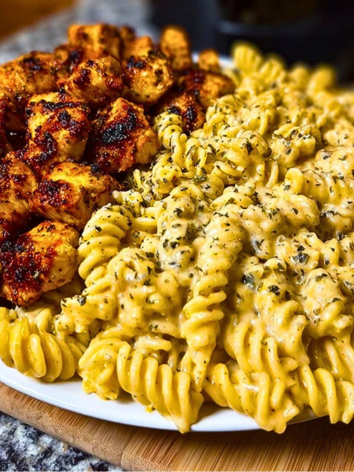 Creamy Velveeta Chicken Rotini Pasta with Mozzarella Garlic Cheese Sauce