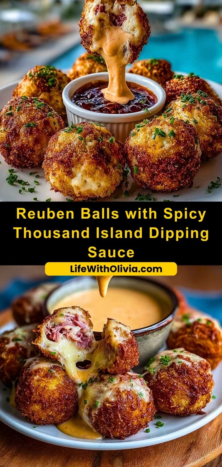 Reuben Balls with Spicy Thousand Island Dipping Sauce