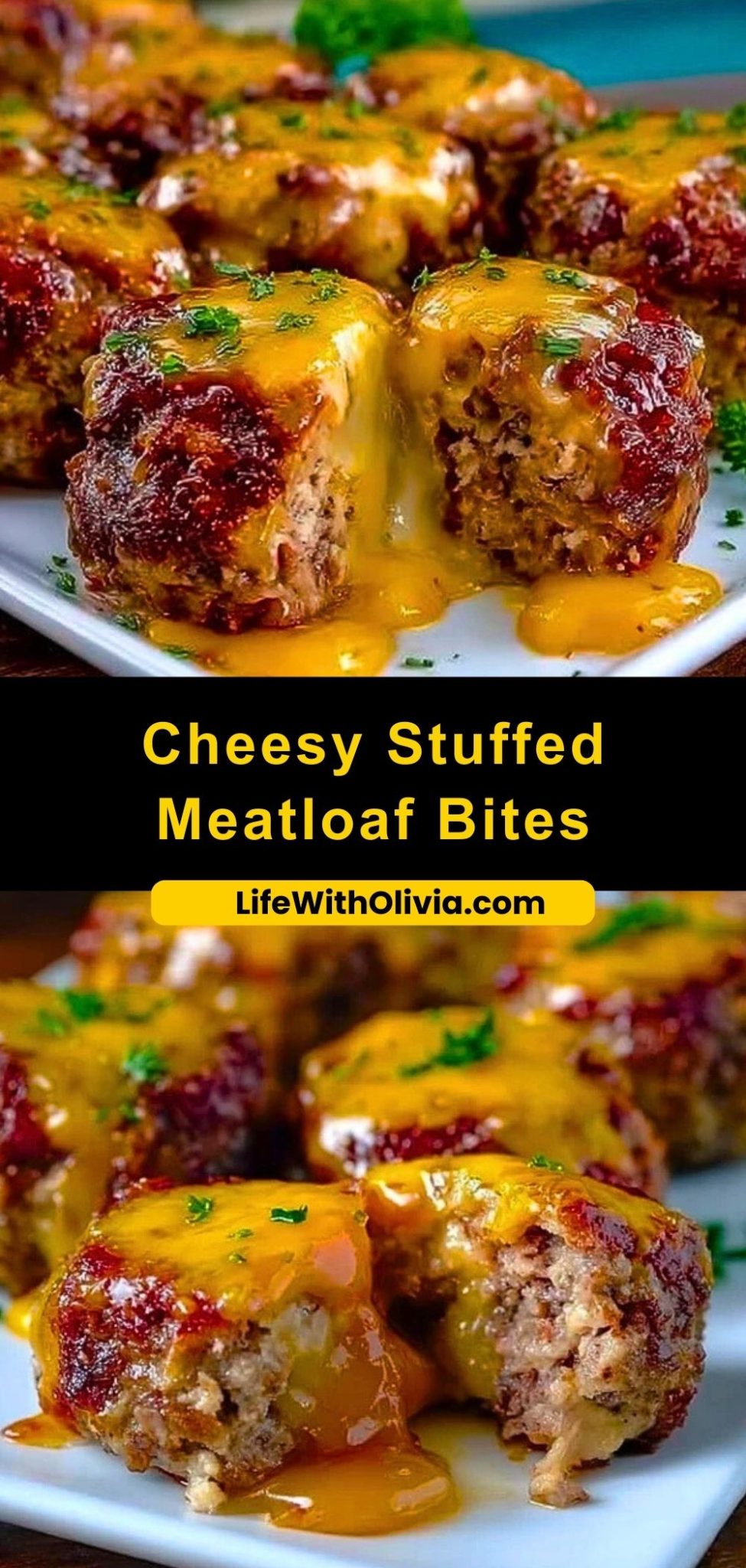 Cheesy Stuffed Meatloaf Bites