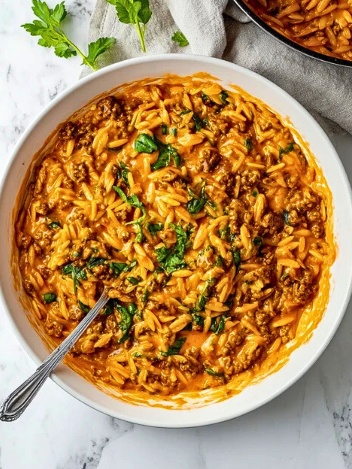 Delicious Ground Beef Orzo with Tomato Cream Sauce