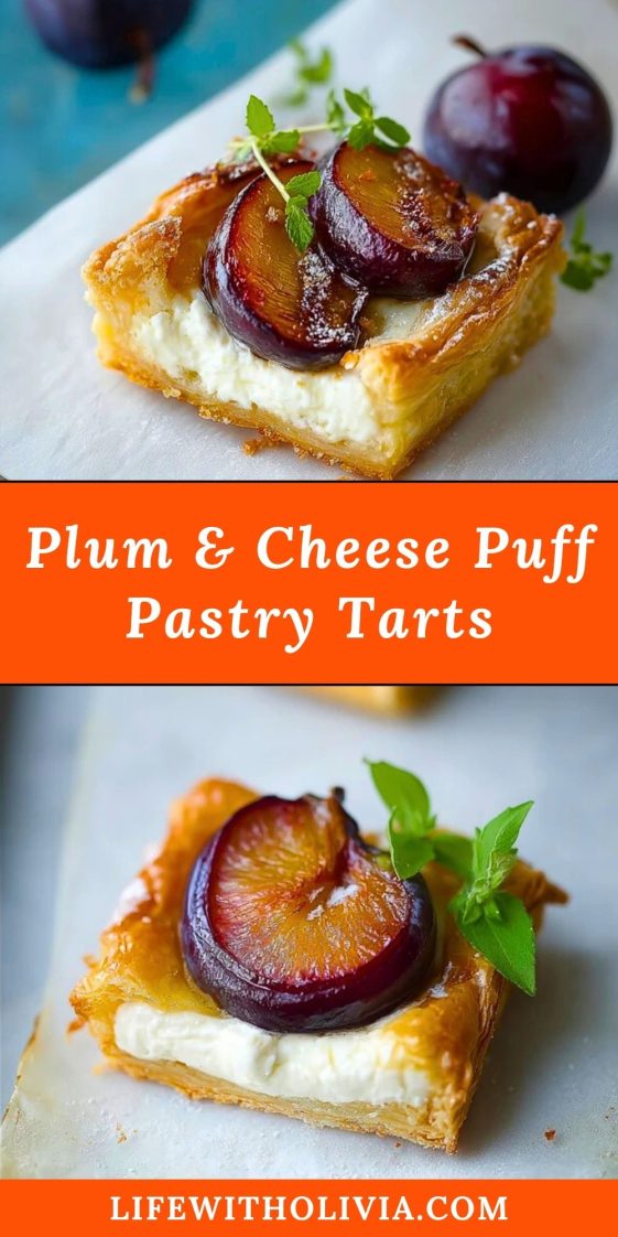 Plum & Cheese Puff Pastry Tarts